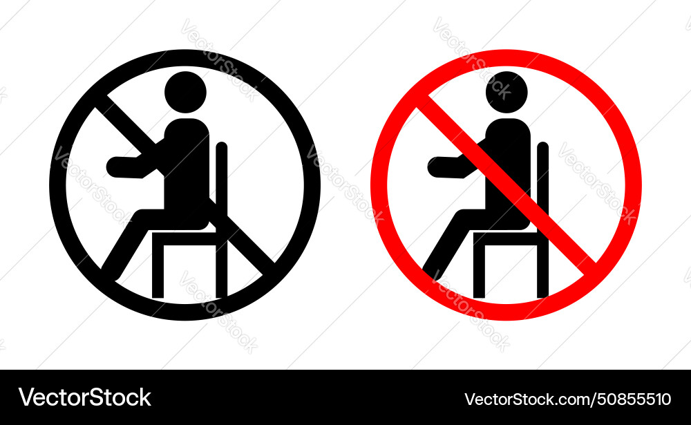No sitting sign icon set ban Royalty Free Vector Image