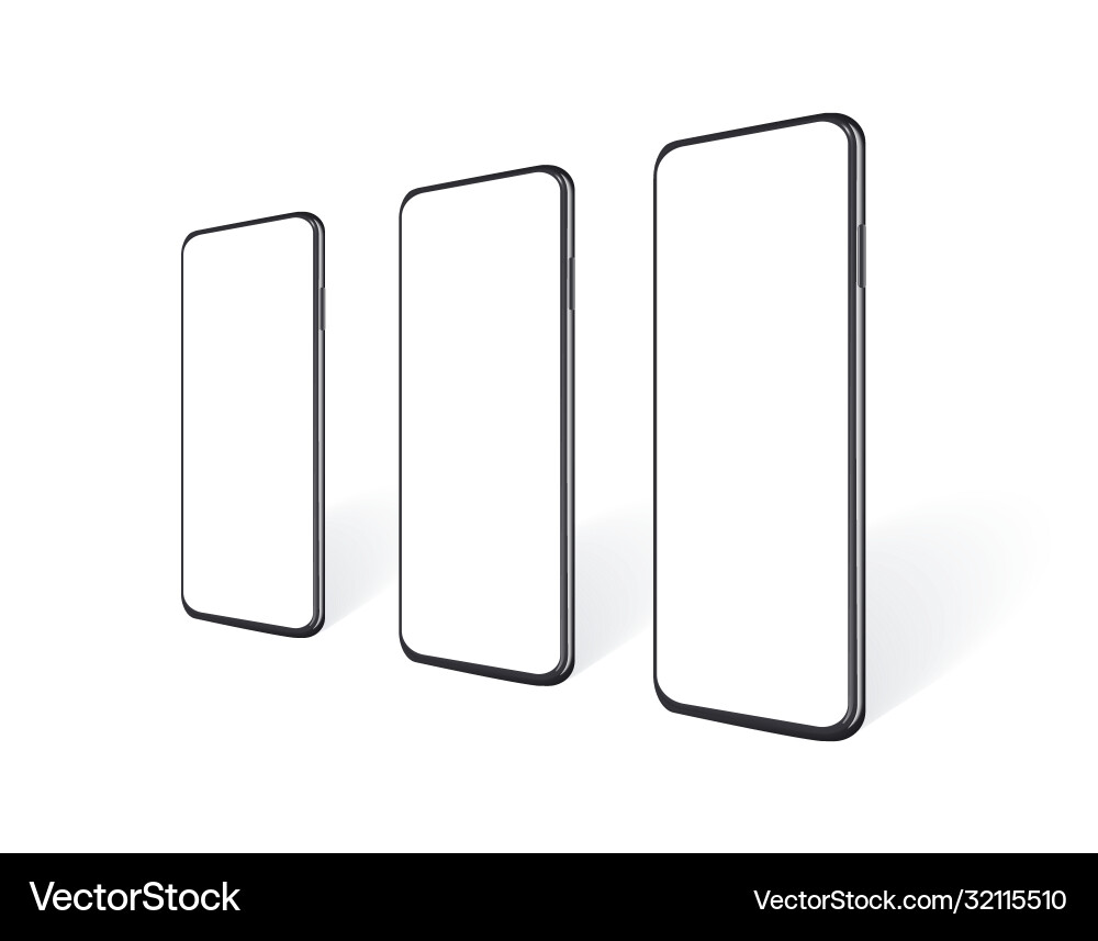 Realistic smartphones in row en perspective view Vector Image