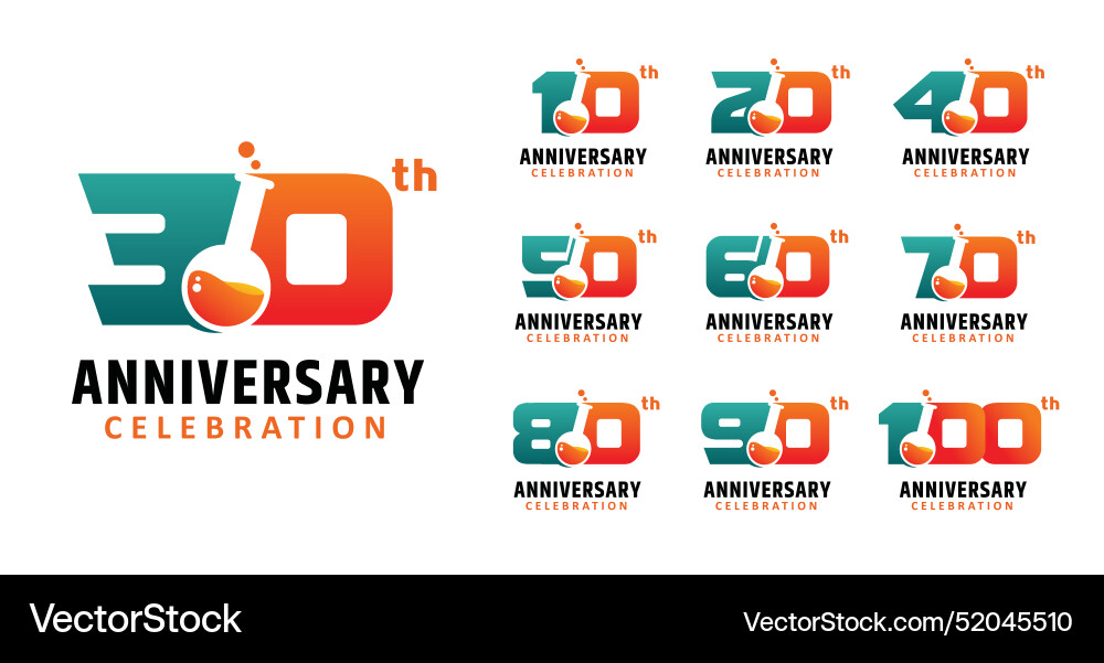 Set of anniversary design laboratory number Vector Image