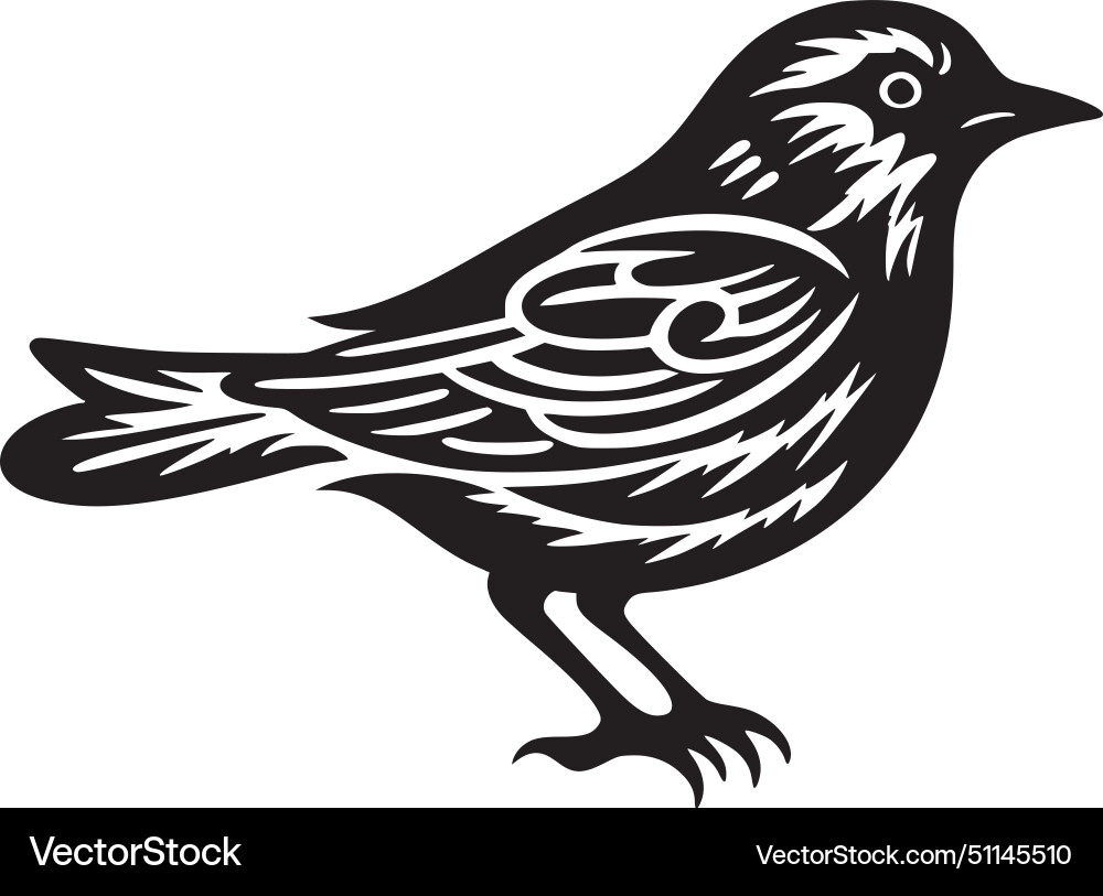 Sparrow - black and white Royalty Free Vector Image
