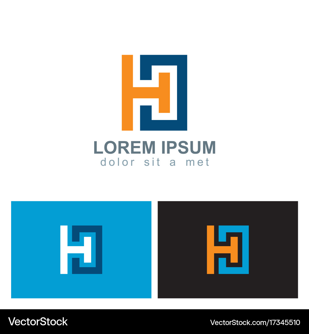 Square letter h company logo Royalty Free Vector Image