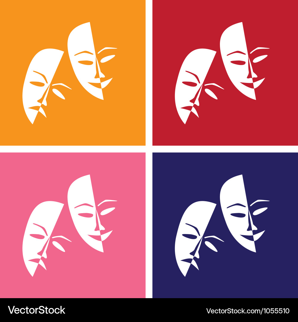 Theater masks Royalty Free Vector Image - VectorStock