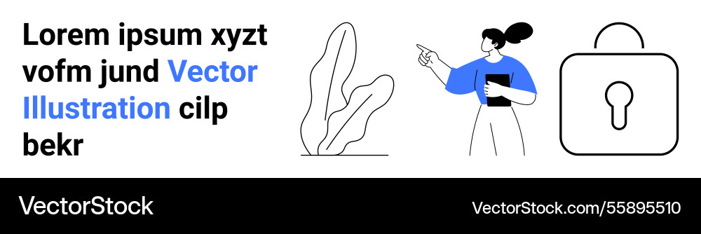 Woman pointing to a feature accompanied Royalty Free Vector