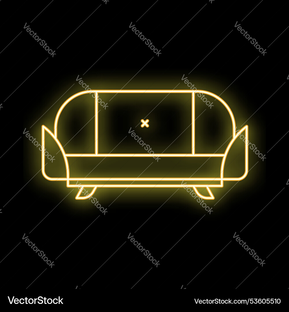 Yellow neon sign representing comfortable sofa Vector Image