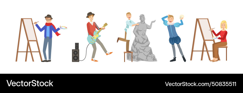 Artist and creative people character at working Vector Image