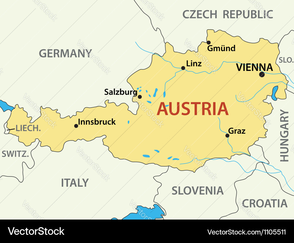 Austria Map - Vector Graphic Royalty Free Vector Image