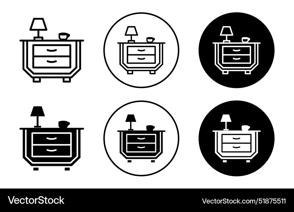 Bedside table icon outline flat Royalty Free Vector Image