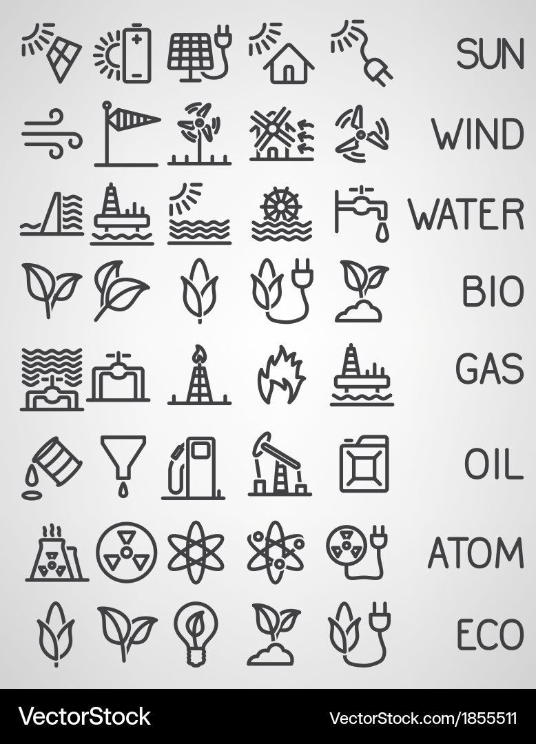 Energy & Resource Icons Royalty Free Vector Image