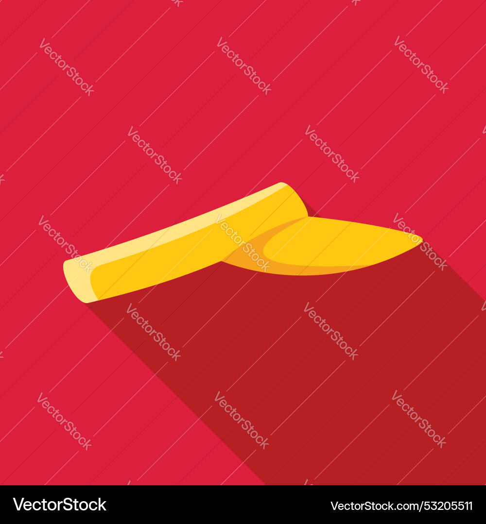 French fry forming sun visor shape on red Vector Image