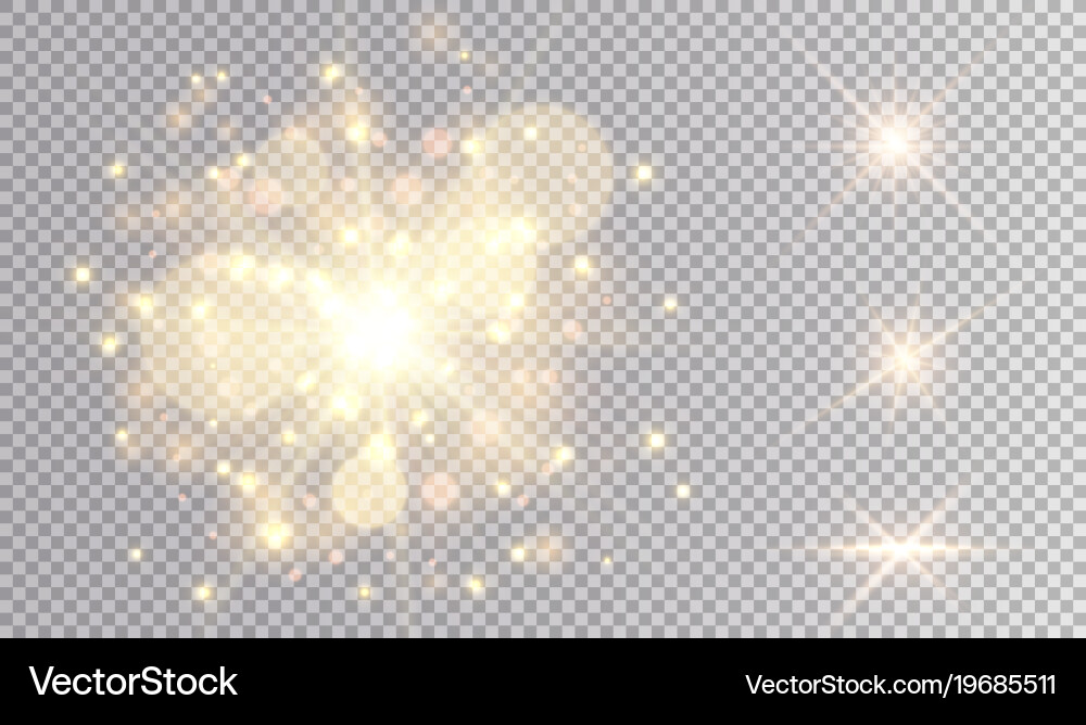Golden lights design set Royalty Free Vector Image