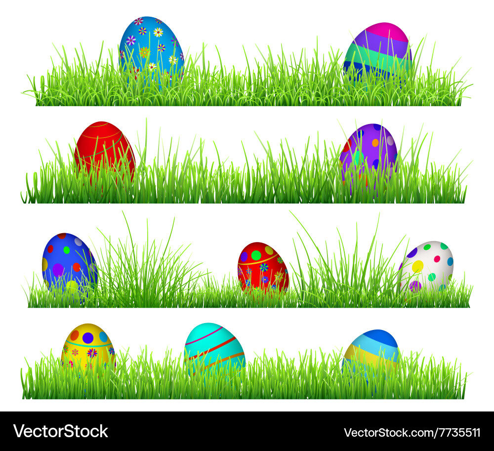 Green grass with easter eggs Royalty Free Vector Image