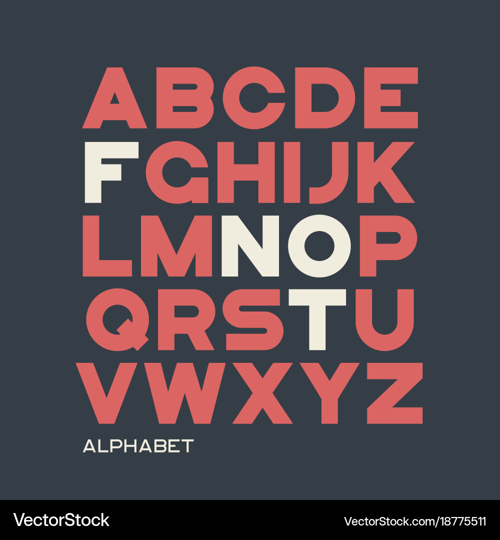 Heavy sans serif typeface design alphabet Vector Image