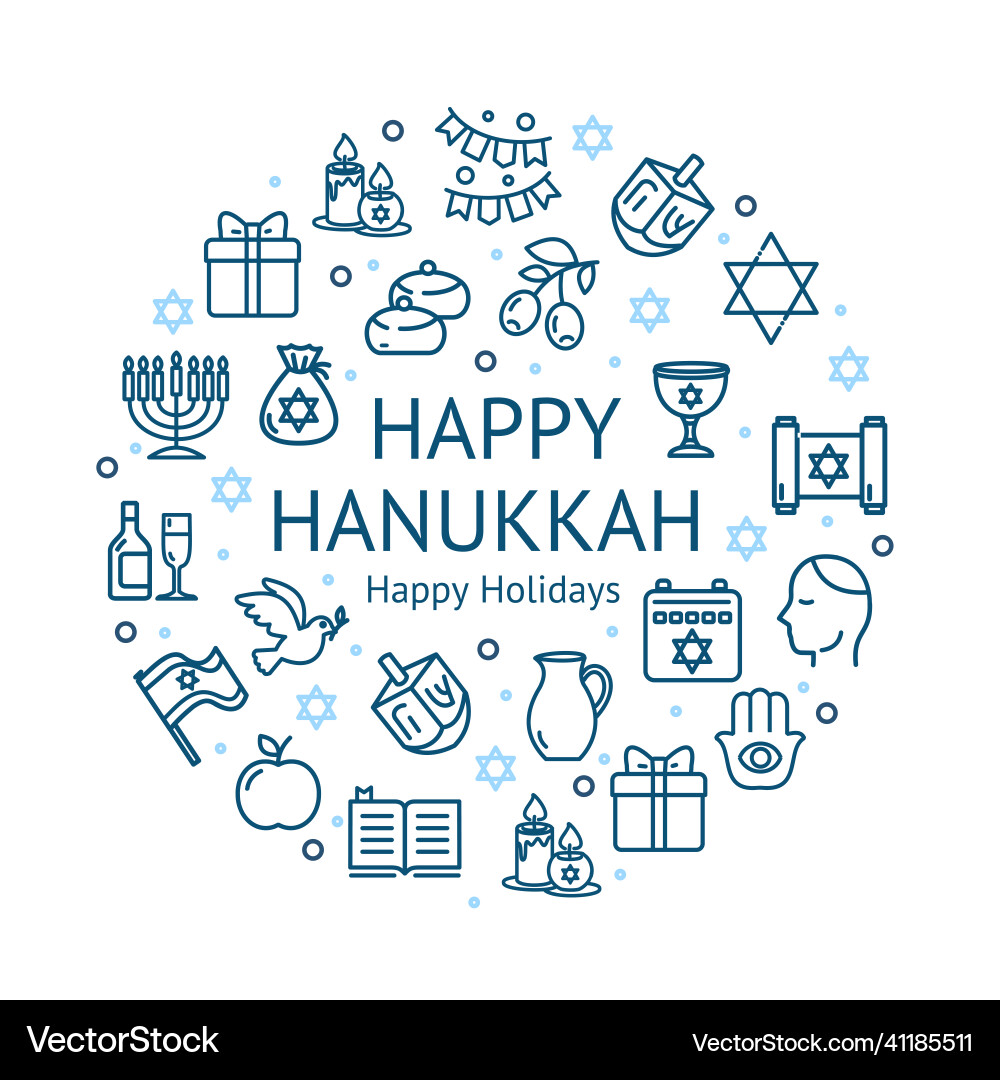Israel hanukkah sign round design template thin Vector Image