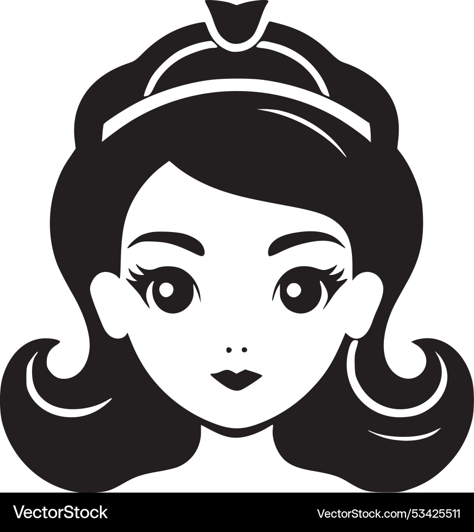 Princess - black and white Royalty Free Vector Image