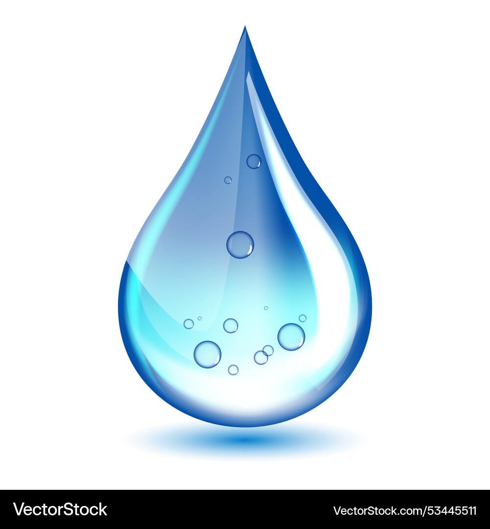 Realistic water drop for hydration symbol Vector Image