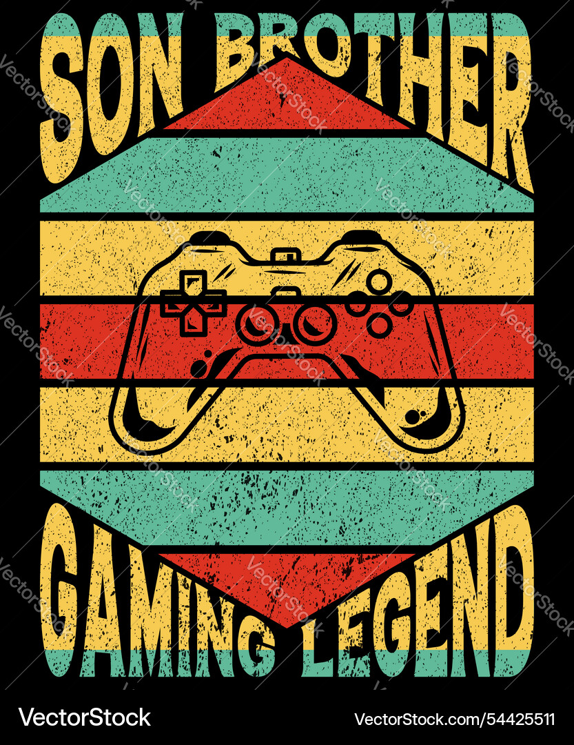Son and brother gaming legend Royalty Free Vector Image