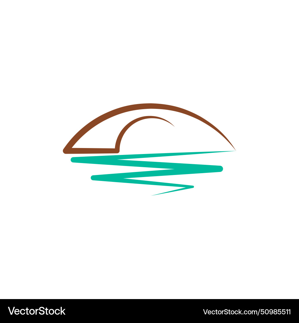 Stylized bridge and river line logo icon Vector Image