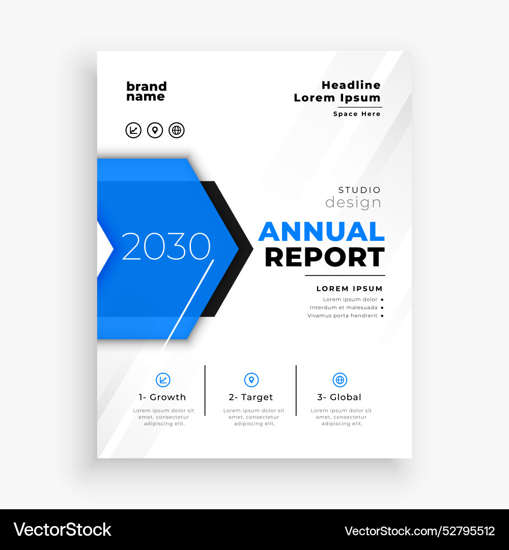 Business yearly data cover page flyer a printable Vector Image