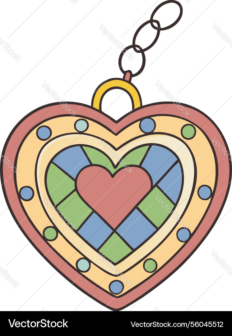 Colorful heart shaped keychain with geometric Vector Image