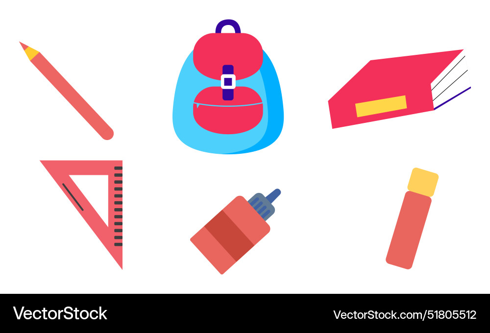 Different stationery for studying Royalty Free Vector Image
