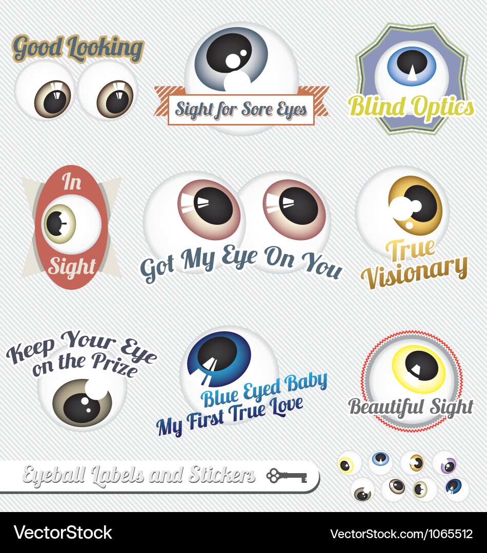 Eyeball labels and icons Royalty Free Vector Image