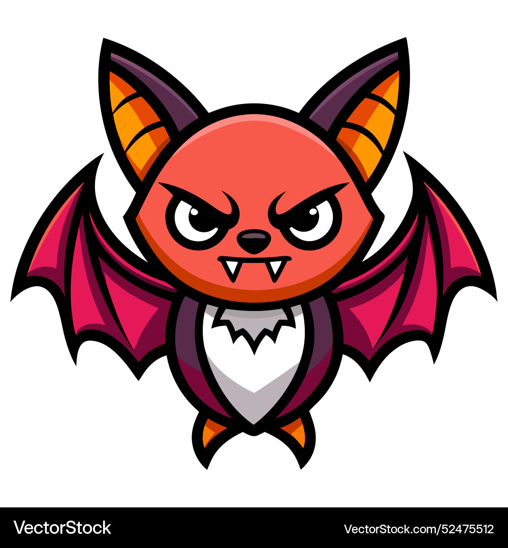 Flying fox angry kawaii Royalty Free Vector Image