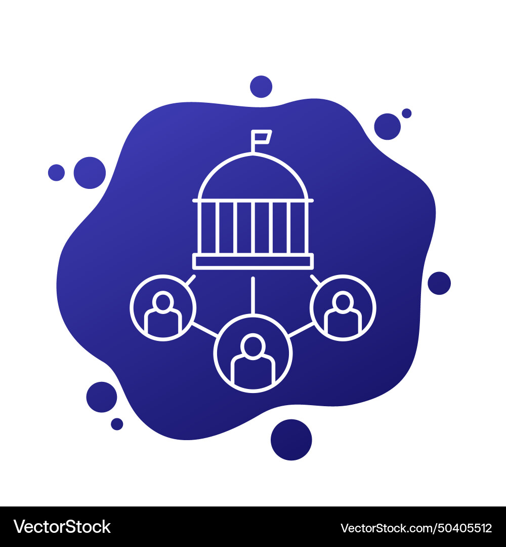 Government icon with people linear Royalty Free Vector Image