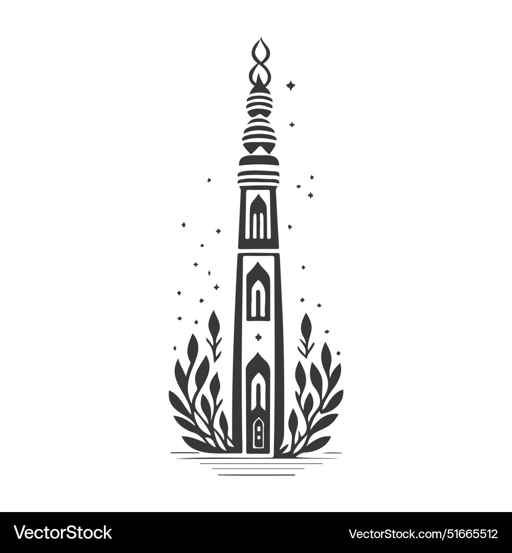 Minaret ramadan grey Royalty Free Vector Image