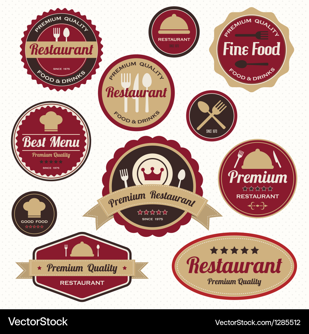 Vintage Restaurant Badges & Labels Royalty Free Vector