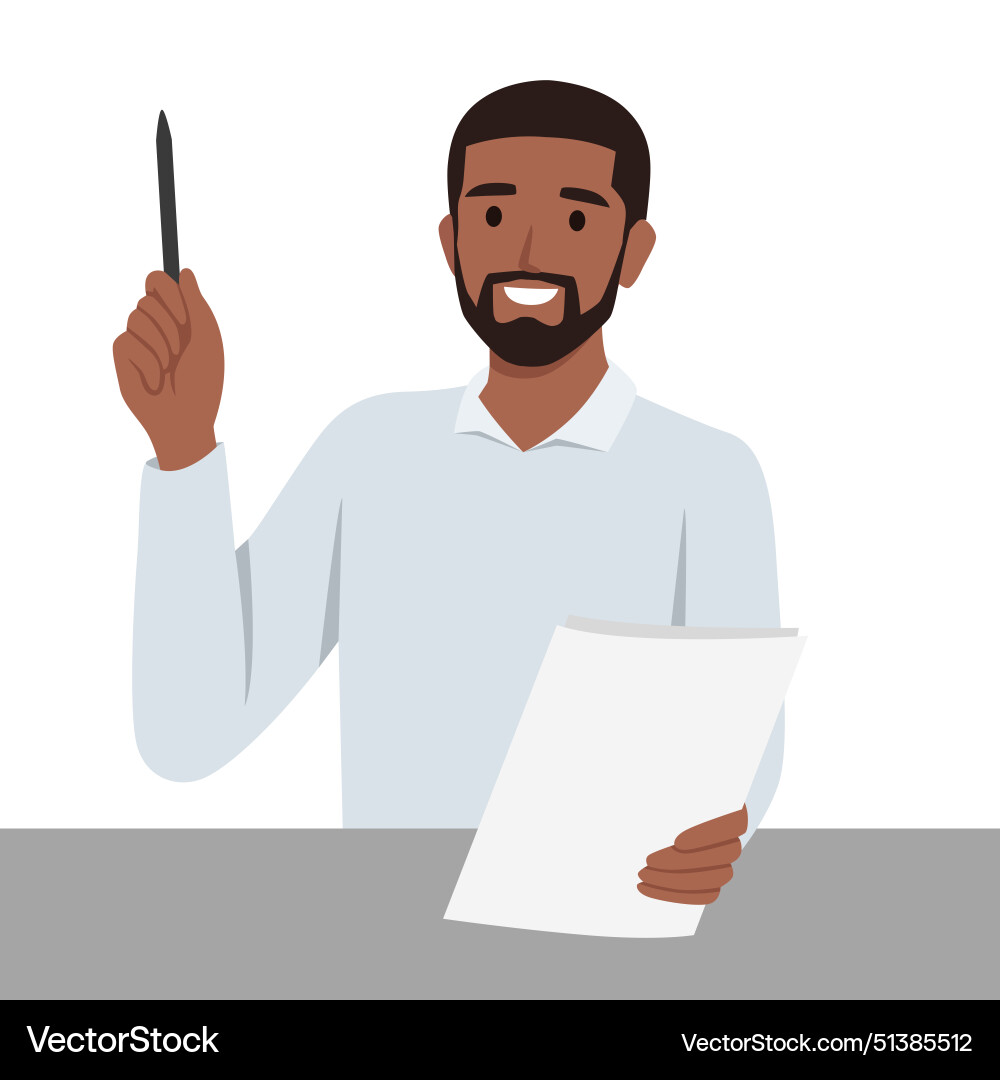 Young man standing with thoughtful expression Vector Image