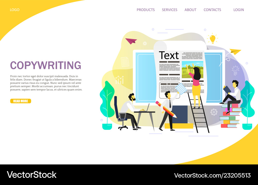 Copywriting Website Template Royalty Free Vector Image