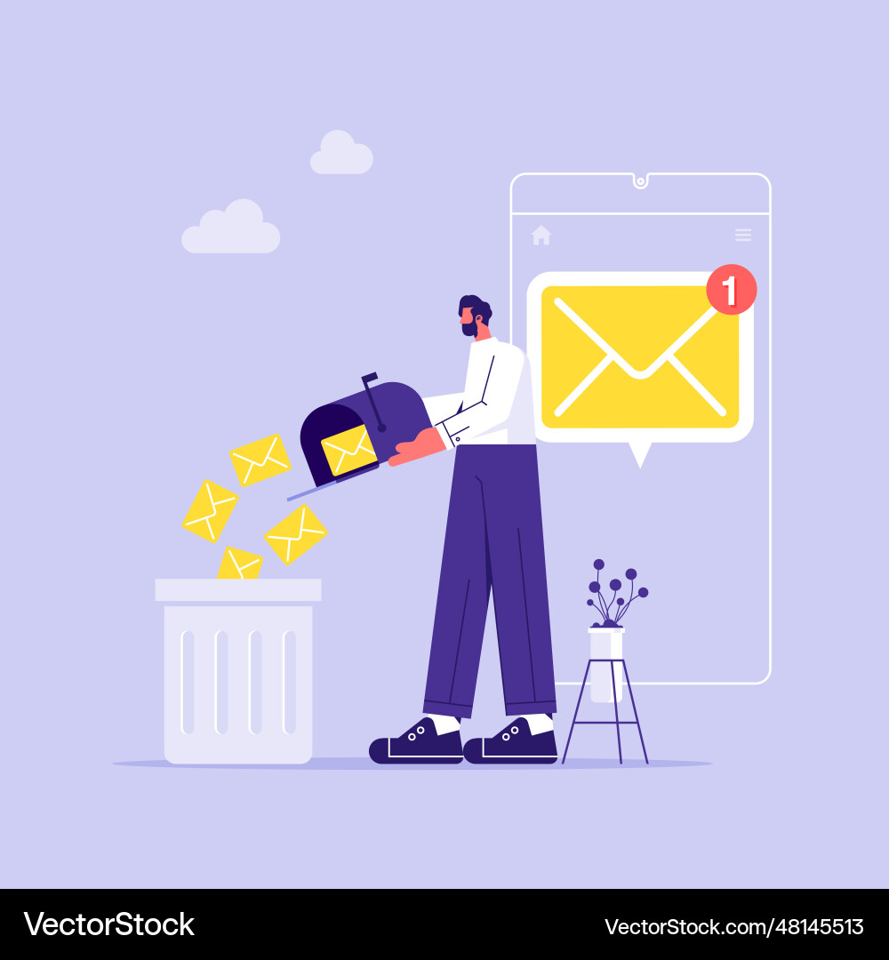 Deletes spam or read mail from mailbox concept Vector Image