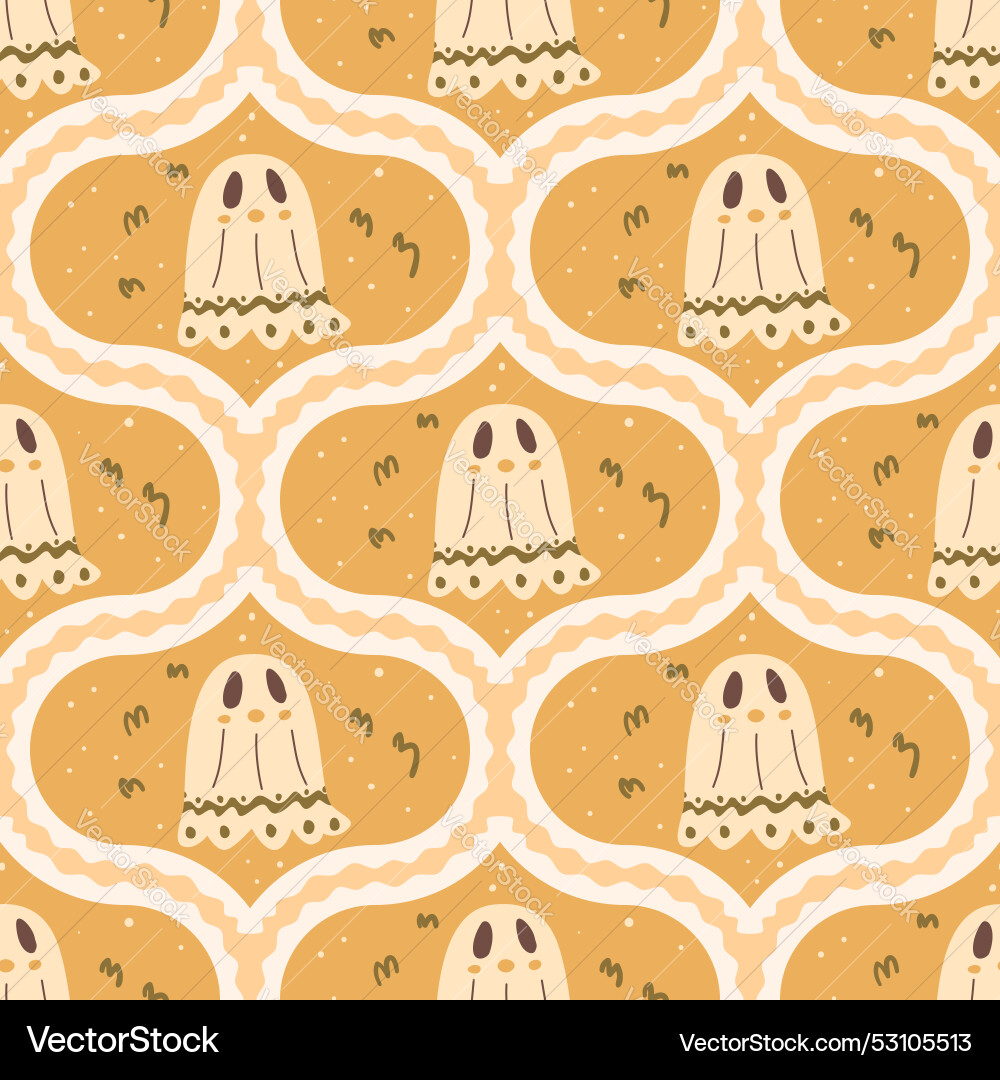 Halloween ghosts damask seamless pattern Vector Image
