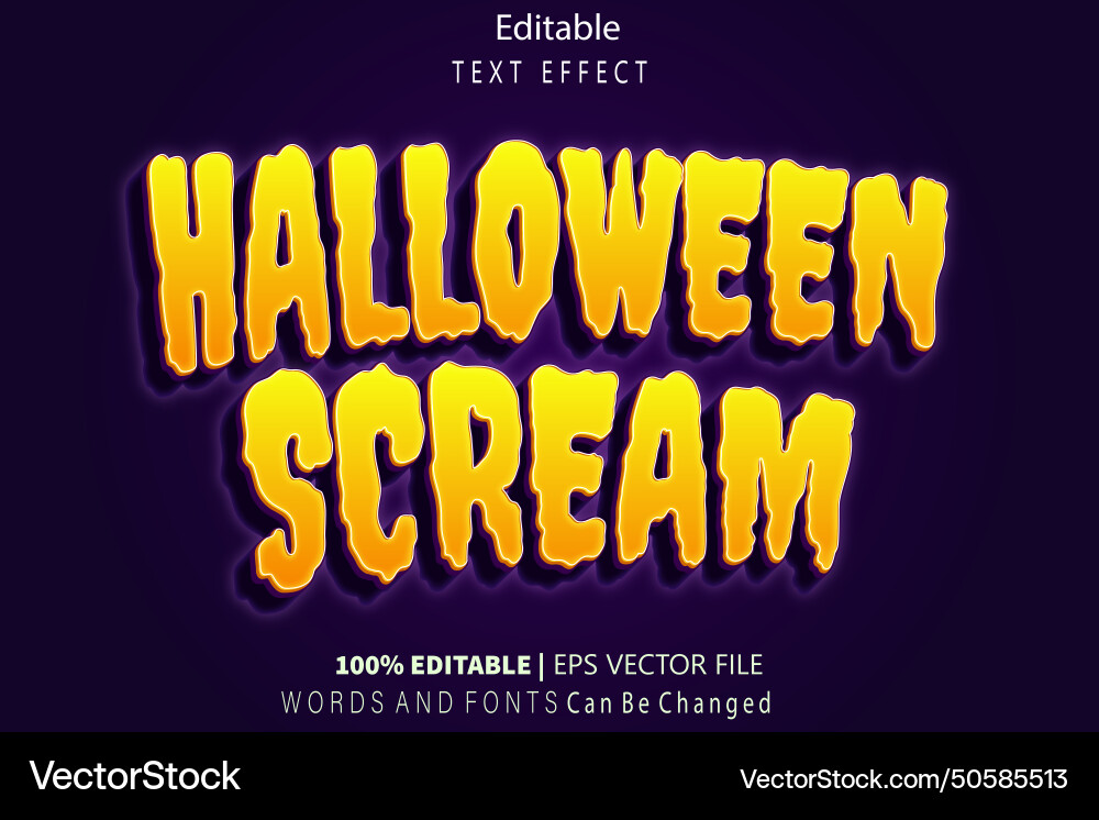 Halloween scream editable text effect emboss Vector Image