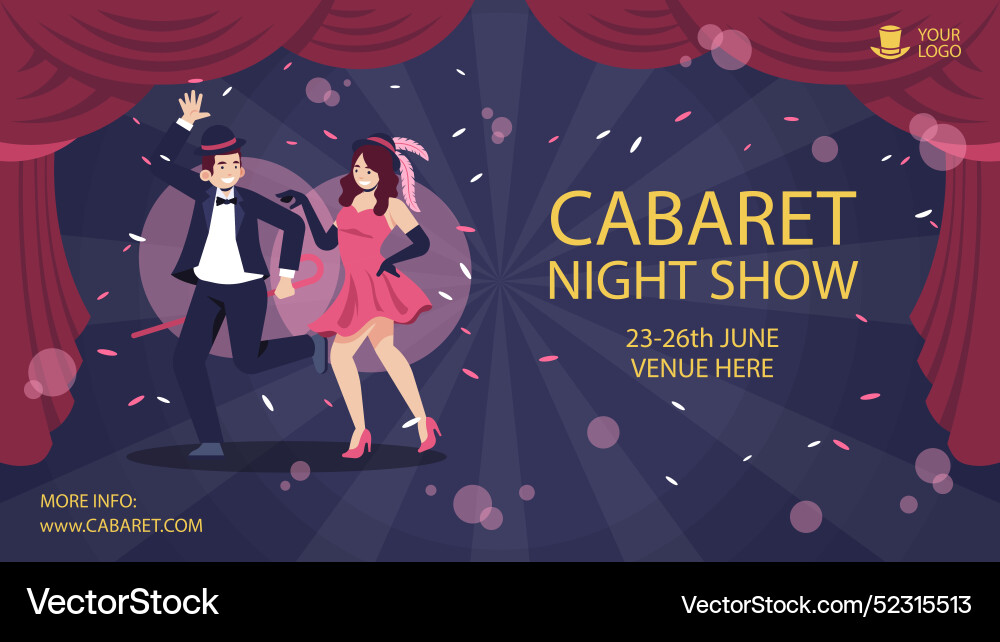 Hand drawn flat design cabaret template Royalty Free Vector