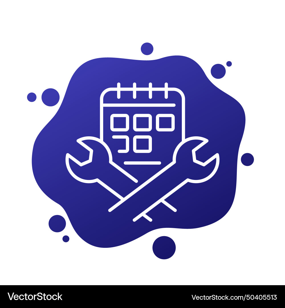 Maintenance schedule line icon with a calendar Vector Image
