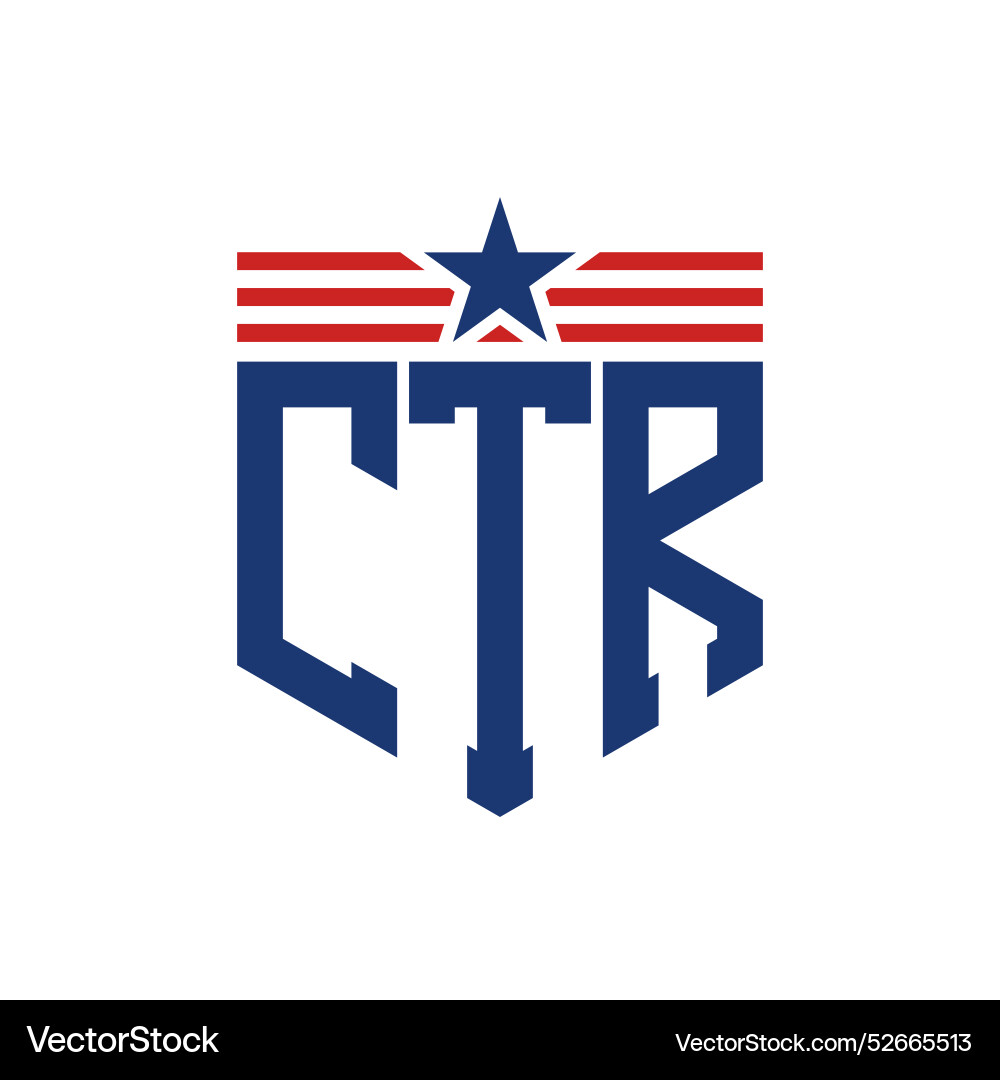 Patriotic ctr logo with star and american flag Vector Image