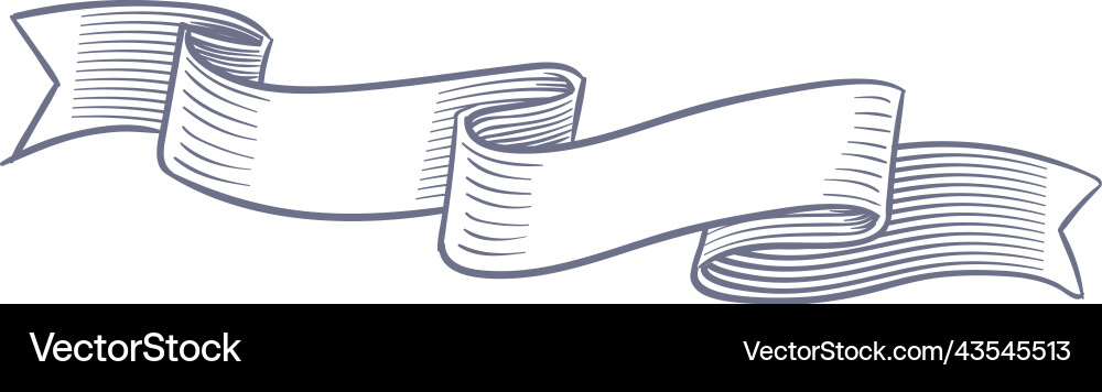 Ribbon banner sketch engraving flag scroll Vector Image
