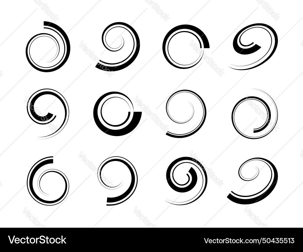 Spiral design elements set Royalty Free Vector Image
