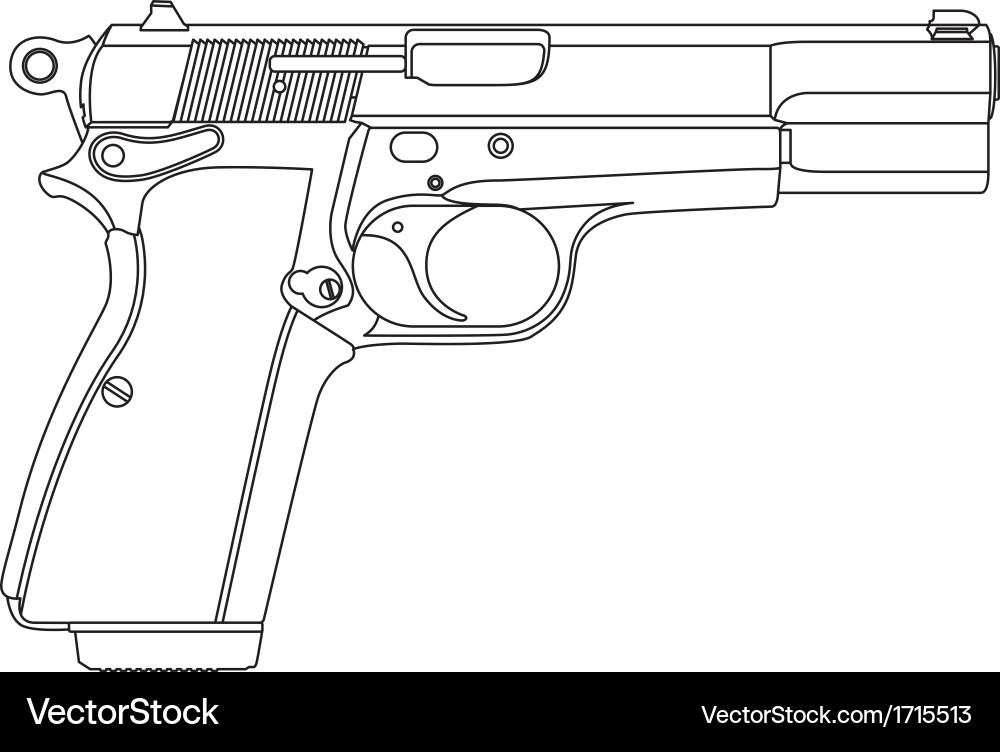 Wireframe Pistol Outline Royalty Free Vector Image