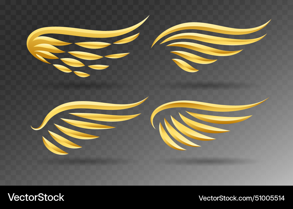 3d golden wings Royalty Free Vector Image - VectorStock