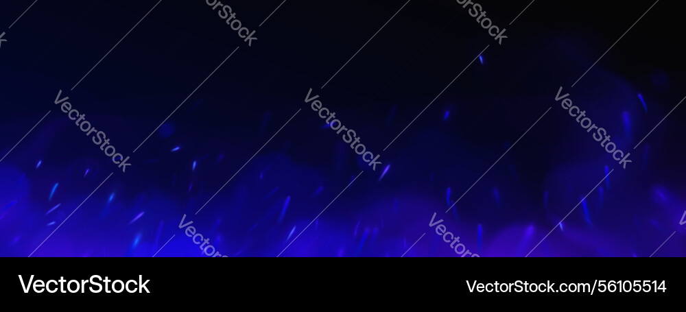 Blue fire sparks and glowing embers Royalty Free Vector