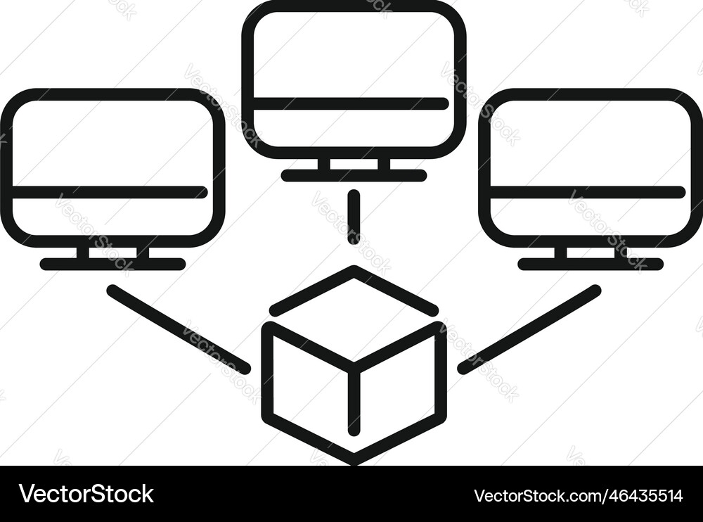 Finance data network icon outline digital Vector Image