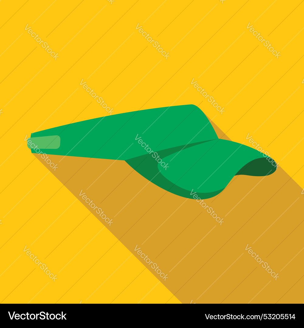 Green sun visor cap lying on yellow background Vector Image