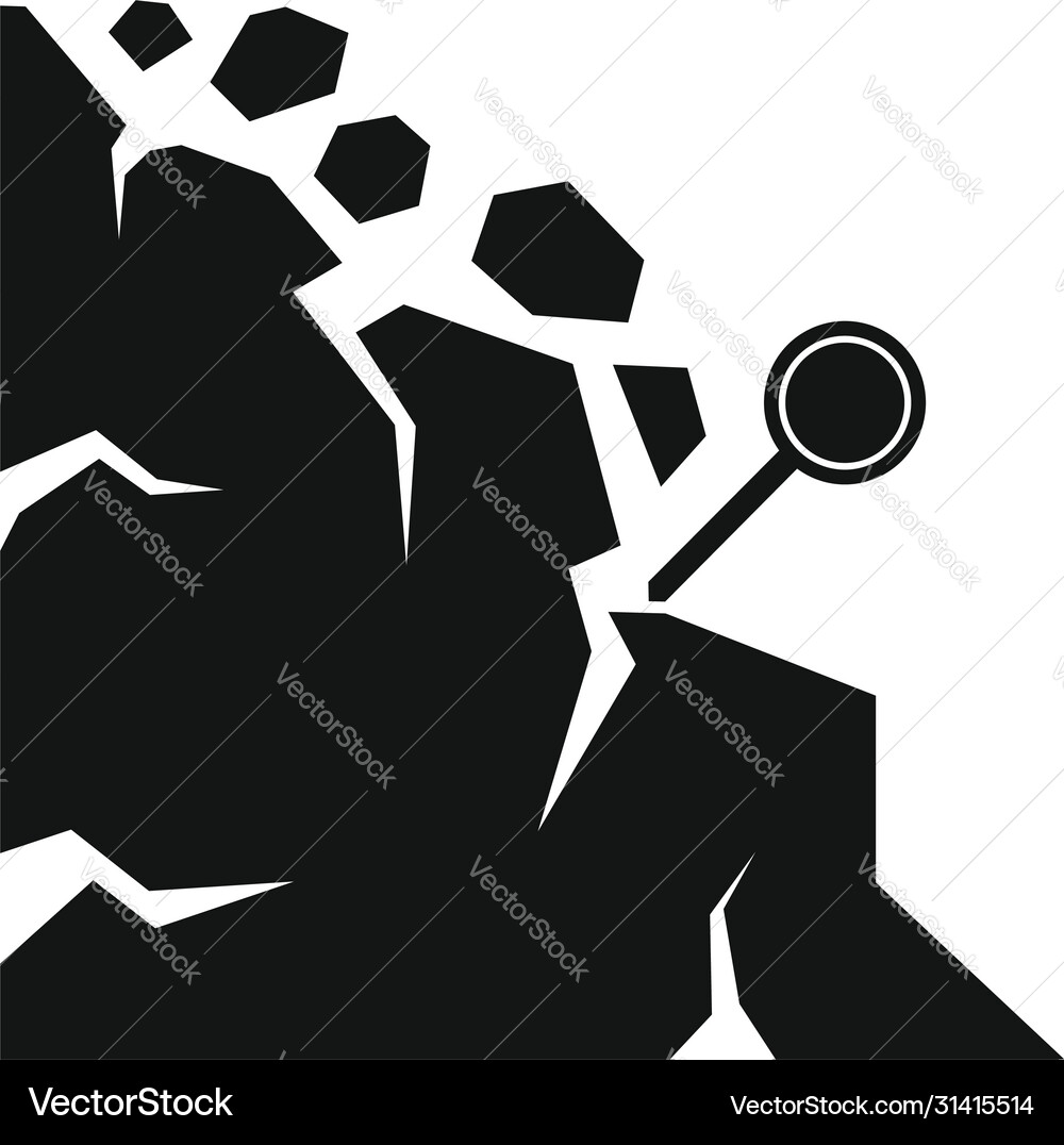 Mountain landslide icon simple style Royalty Free Vector