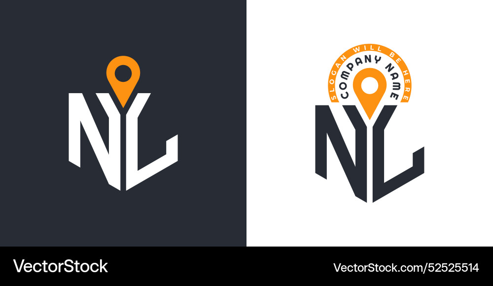 Nl location logo bundle letter dual icons Vector Image