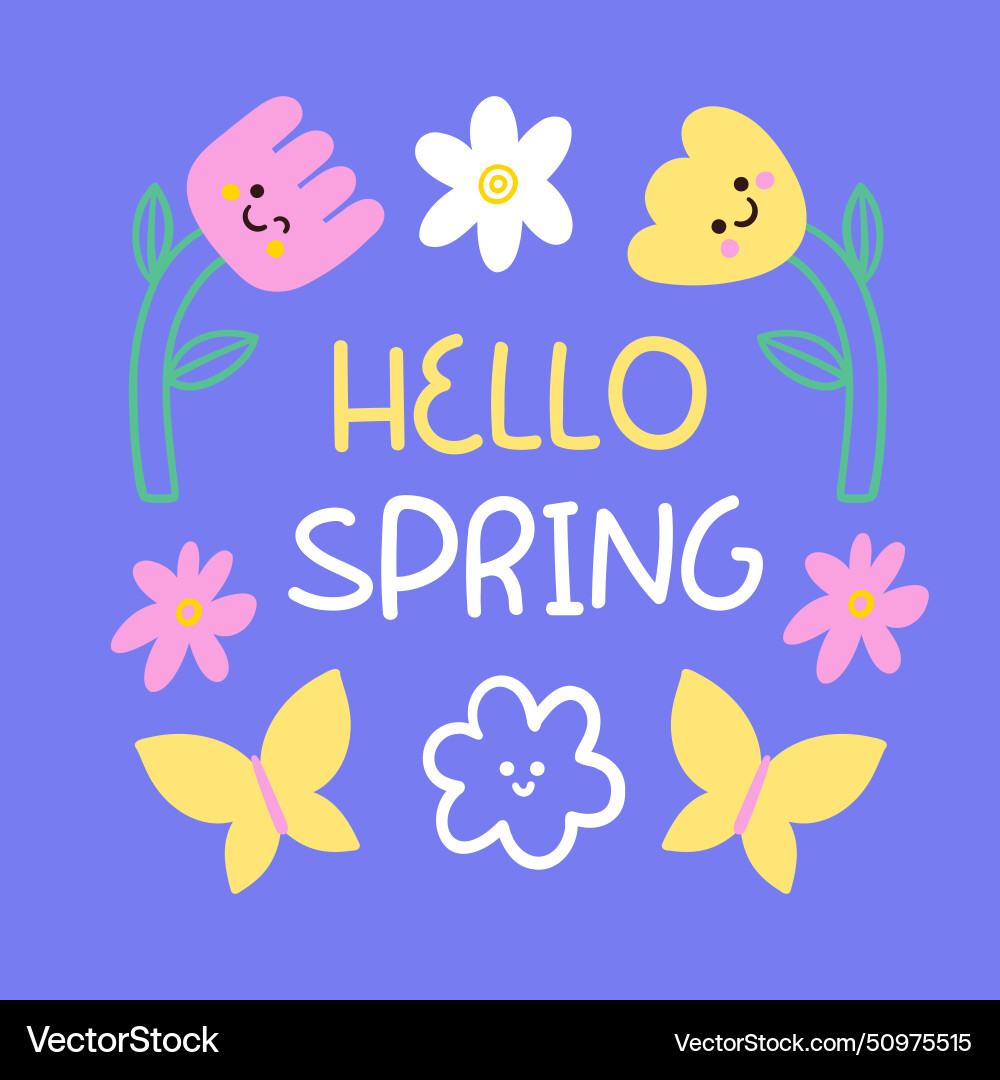 Cute spring card with flowers Royalty Free Vector Image