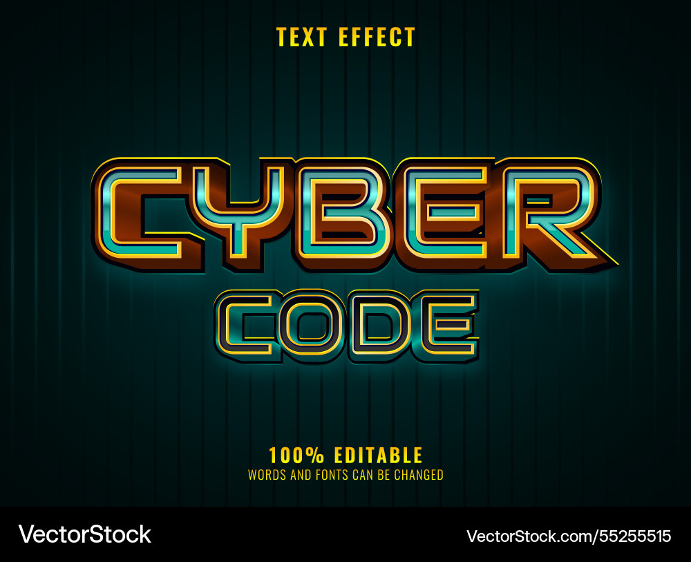 Cyber code hacker screen text effect Royalty Free Vector