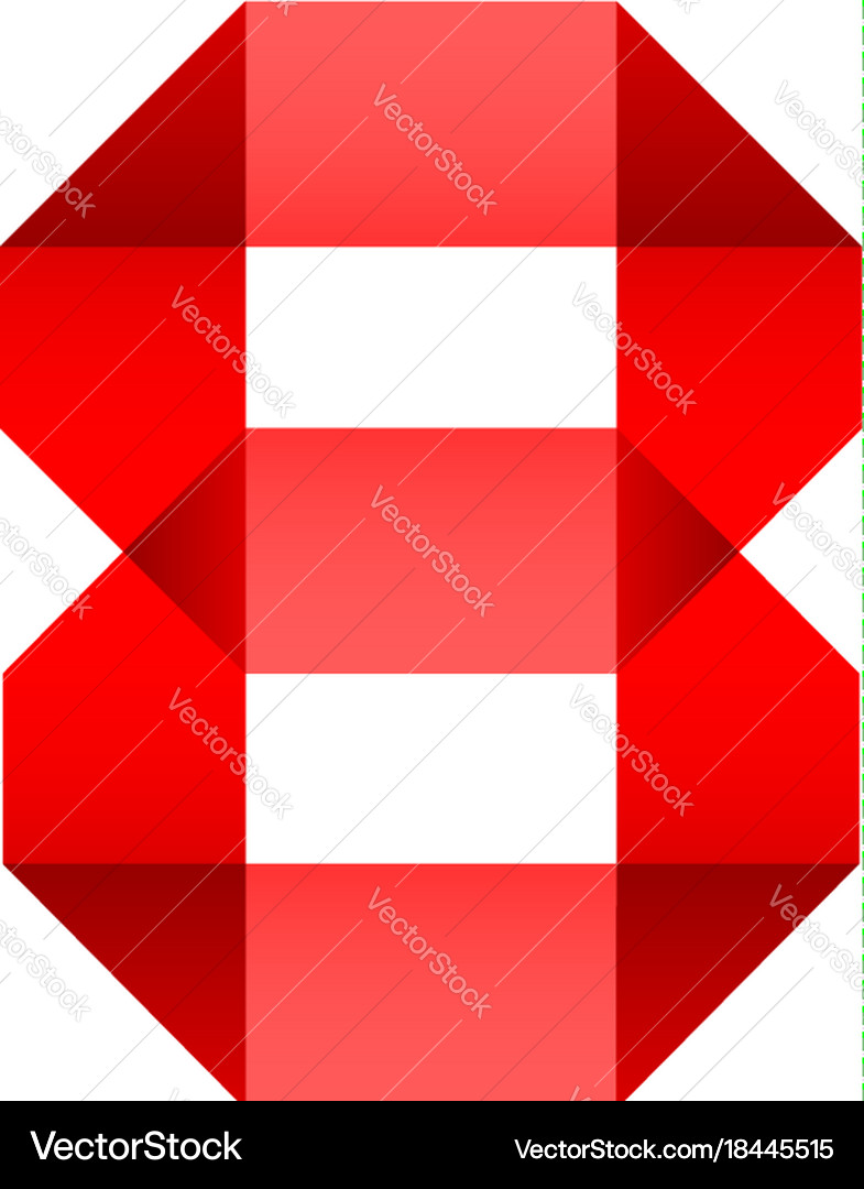 Font folded paper numeral Royalty Free Vector Image