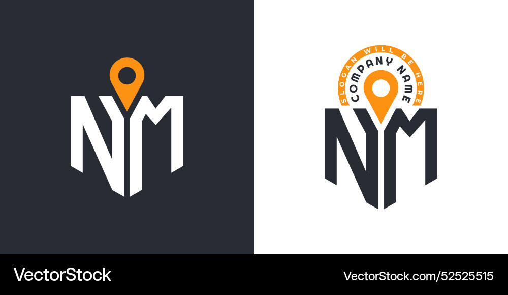 Nm location logo bundle letter dual icons Vector Image